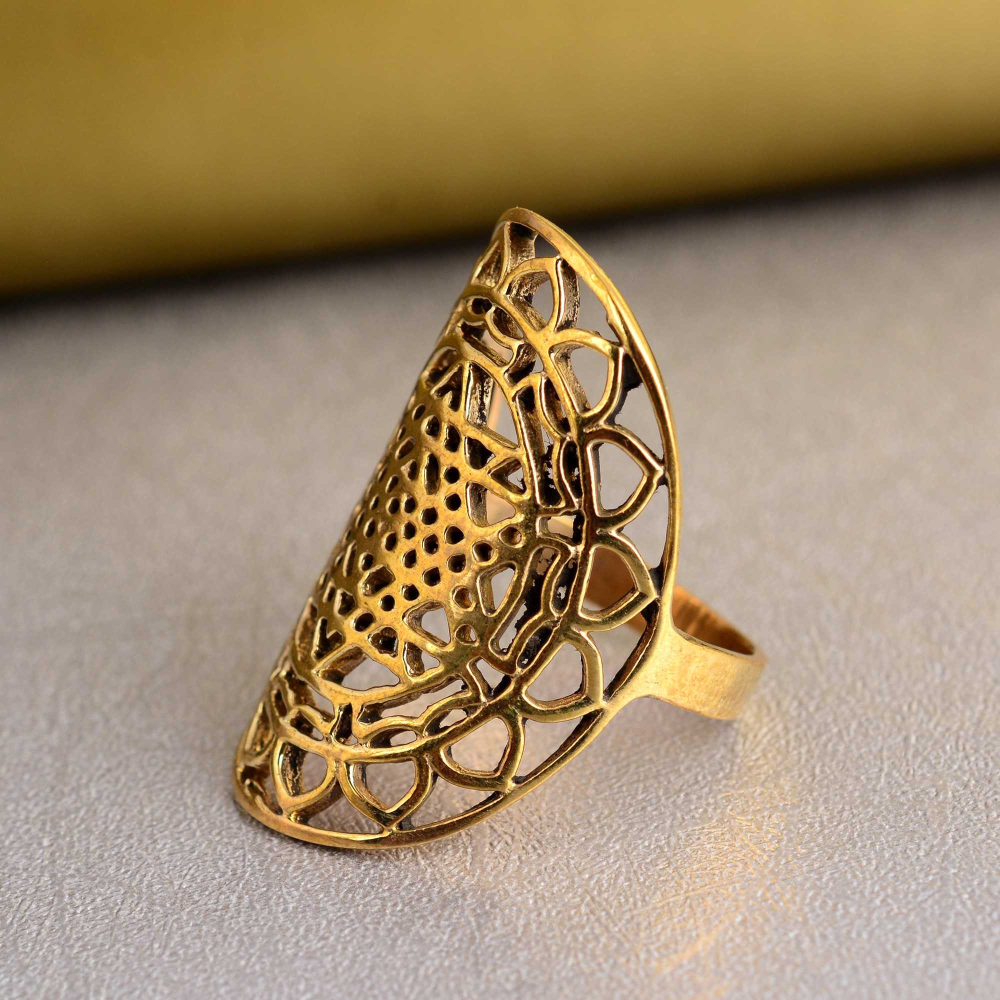 Sri Yantra Ring Sacred Geometry Ringgold Plated - Etsy