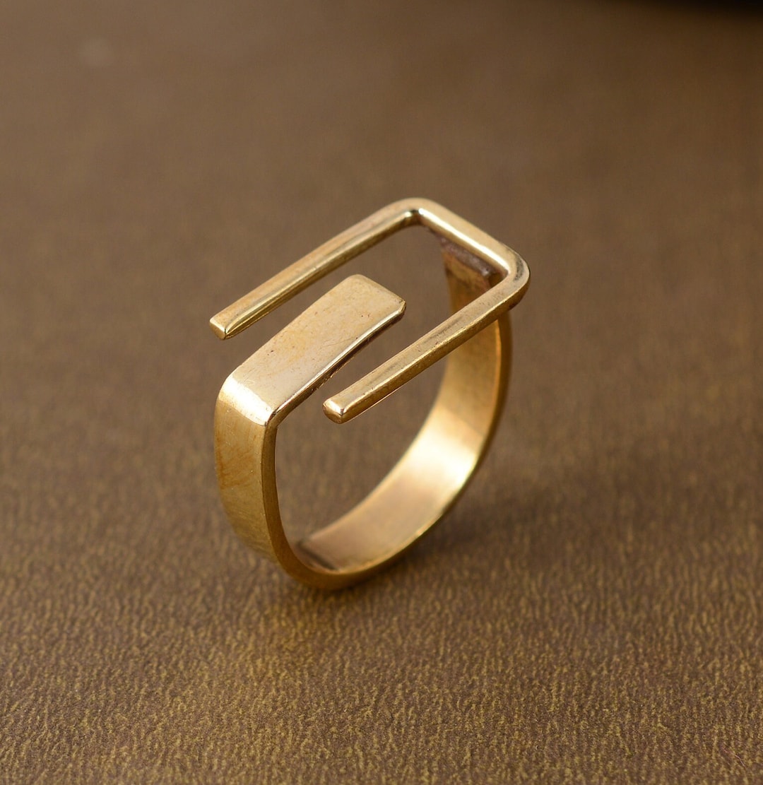 Square Ring, Open Simple Ring, Gold Square Ring, Modern Ring, Unisex ...