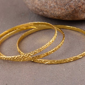 18kt Gold Filled 3 Bangles, Stackable Bangle Bracelets for Women ...