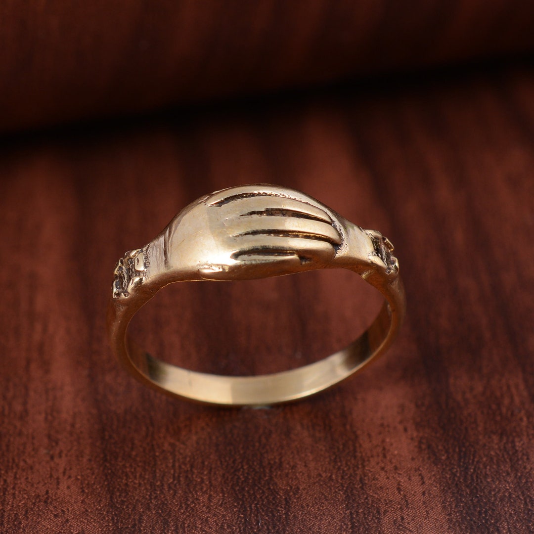 Dainty Handshake Ring, Hand Holding Ring, Friendship Ring, Promise Ring ...