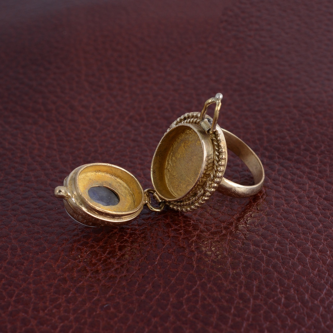 Moonstone Secret Compartment Ring: Dainty Pill Box Ring - Etsy