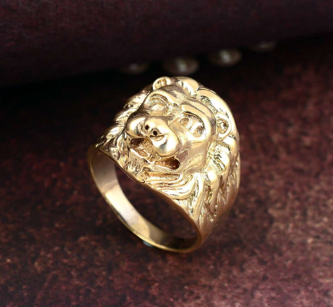 Golden Lion Ring African Lion Ring Lion Face Ring Brass - Etsy