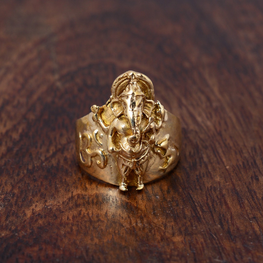 Lord Ganesha Ring, Om Ring, Religious Brass Ring, Indian Traditional ...