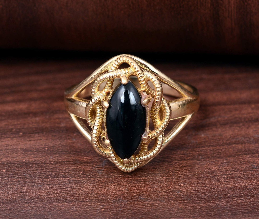 Black Obsidian Ring, Gemstone Ring, Gold Ring, Designer Ring, Black ...