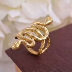 Gold Snake Ring, Snake Ring ,statement Ring, Double Head Serpent Band ...