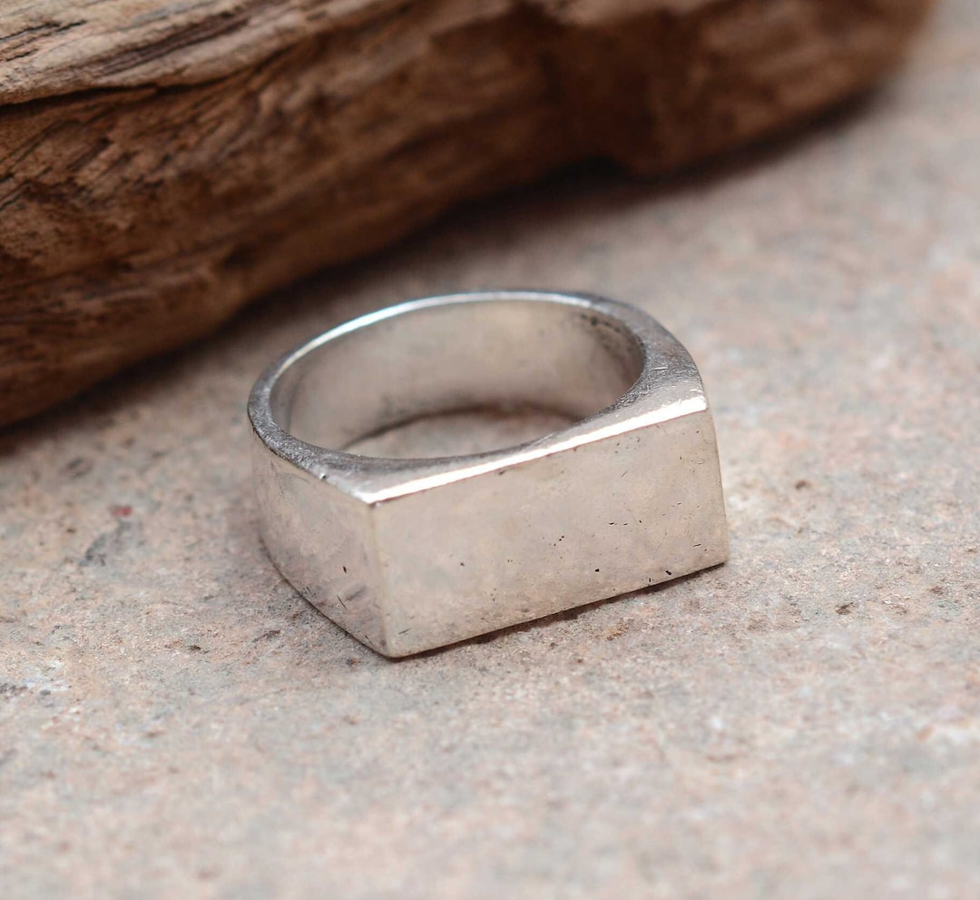 Handmade Sterling Silver Square Signet Ring: Promise Ring - Etsy