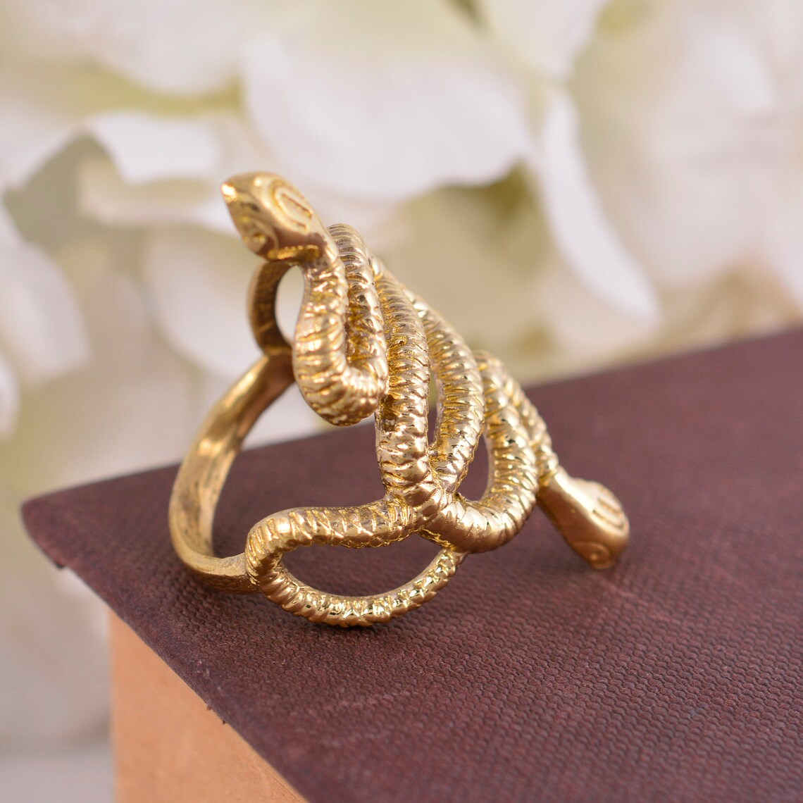 Gold Snake Ring, Snake Ring ,statement Ring, Double Head Serpent Band ...