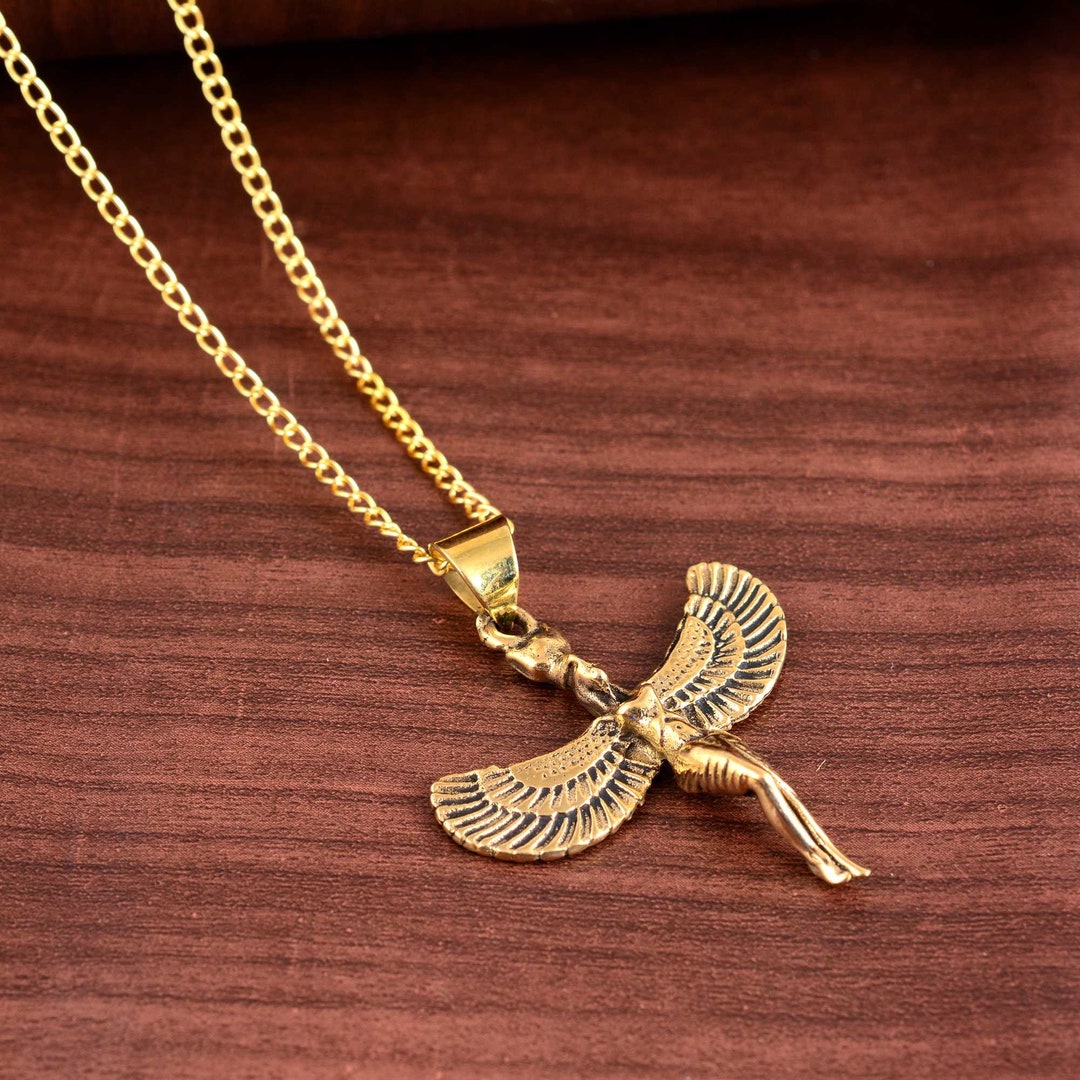 Angel Gold Necklace, Vintage Necklace, Angel Wings Necklace, Angelita ...