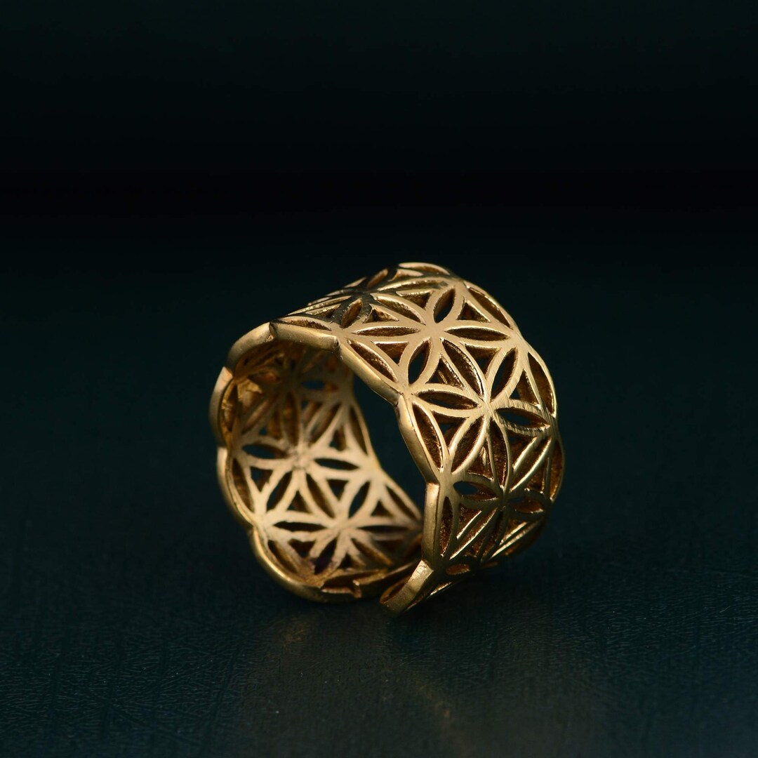Flower of Life Ring,adjustable Brass Ring, Sacred Geometry Ring,seed of ...