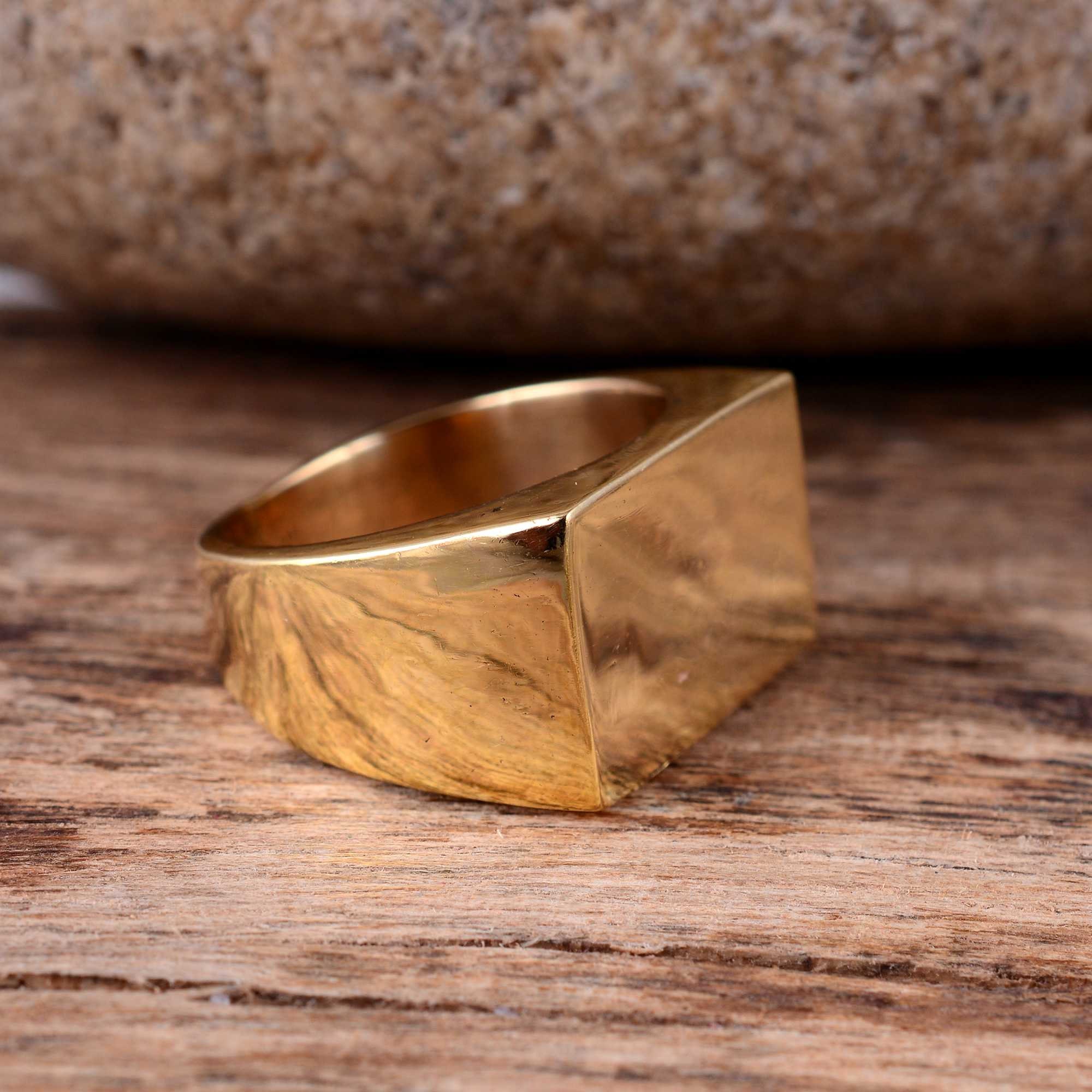 Brass Signet Ring Signet Square Ring Men Signet Ring - Etsy