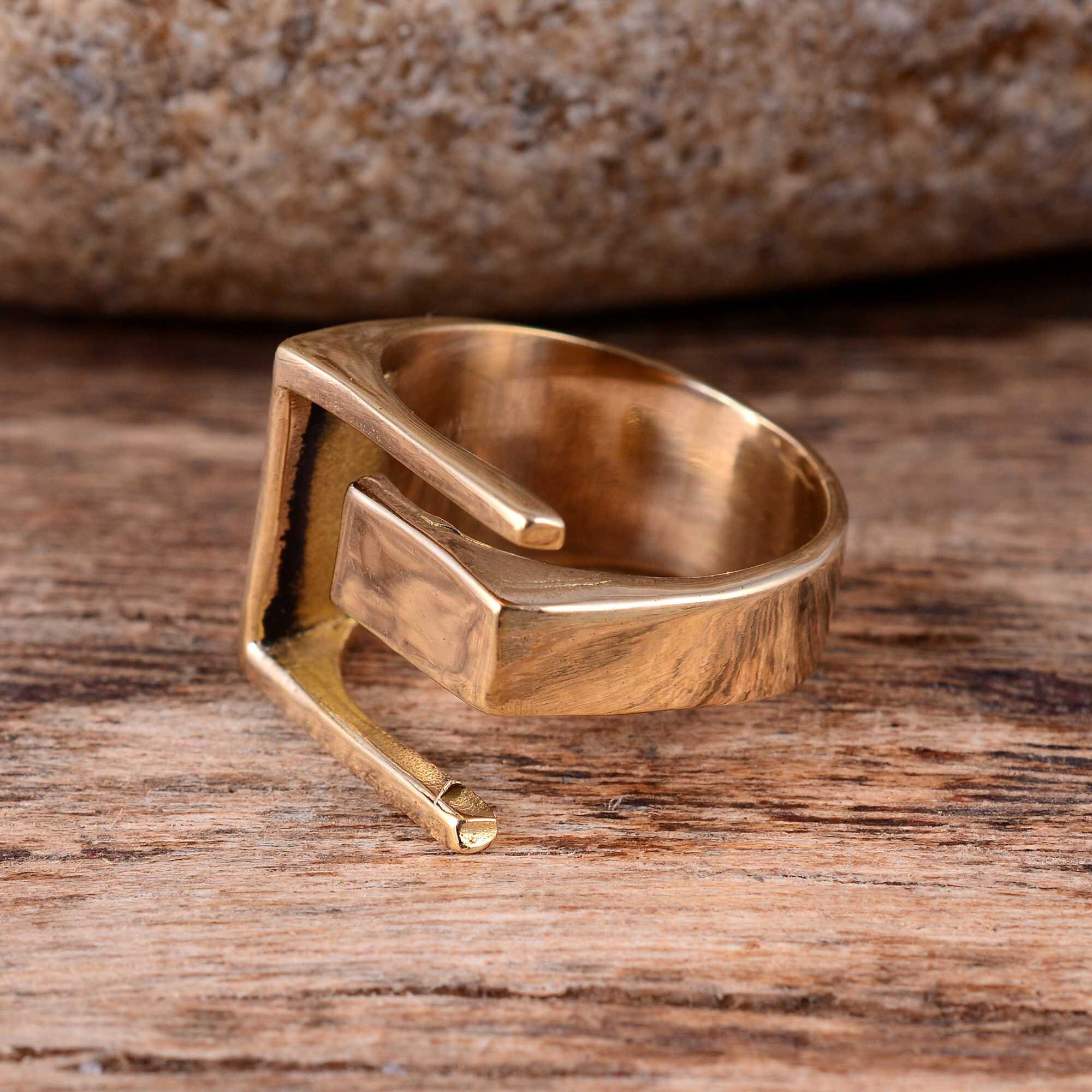 Antique Gold GEOMETRIC Ring Big Statement Abstract Modern - Etsy