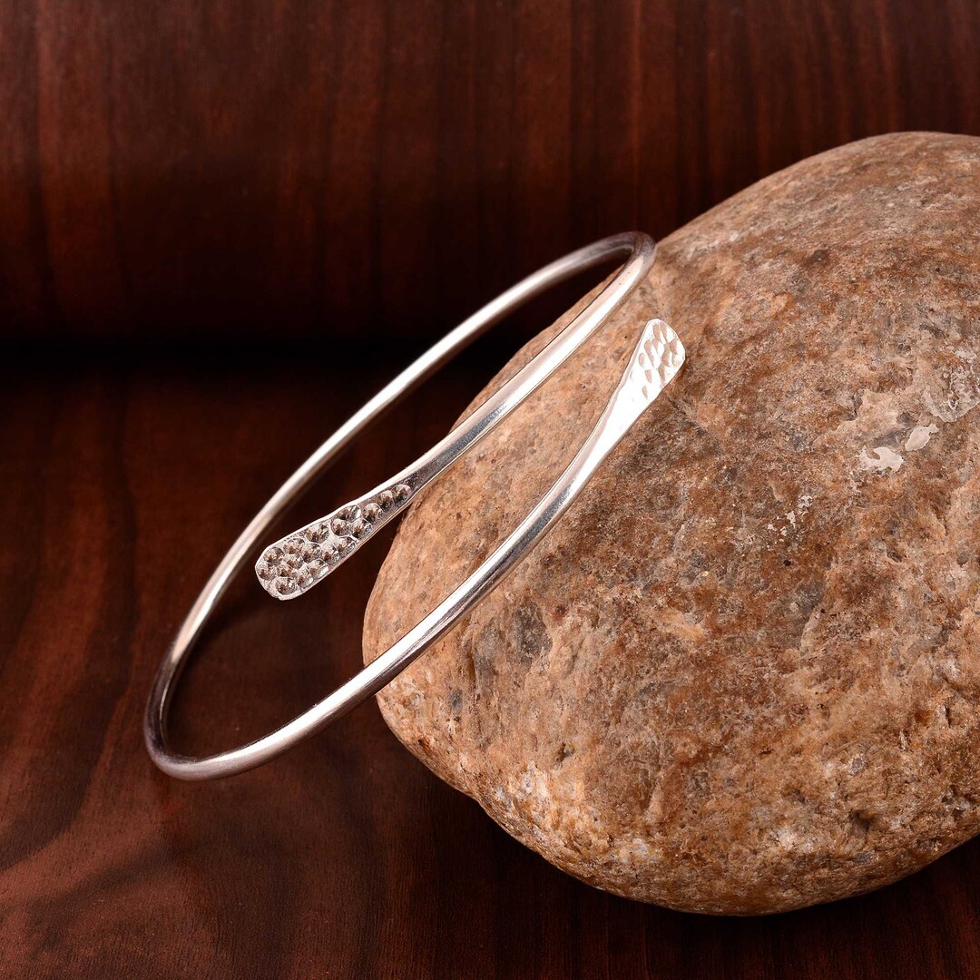 Hammered and Plain Silver Arm Band , Arm Cuff , Upper Arm Band, Arm ...