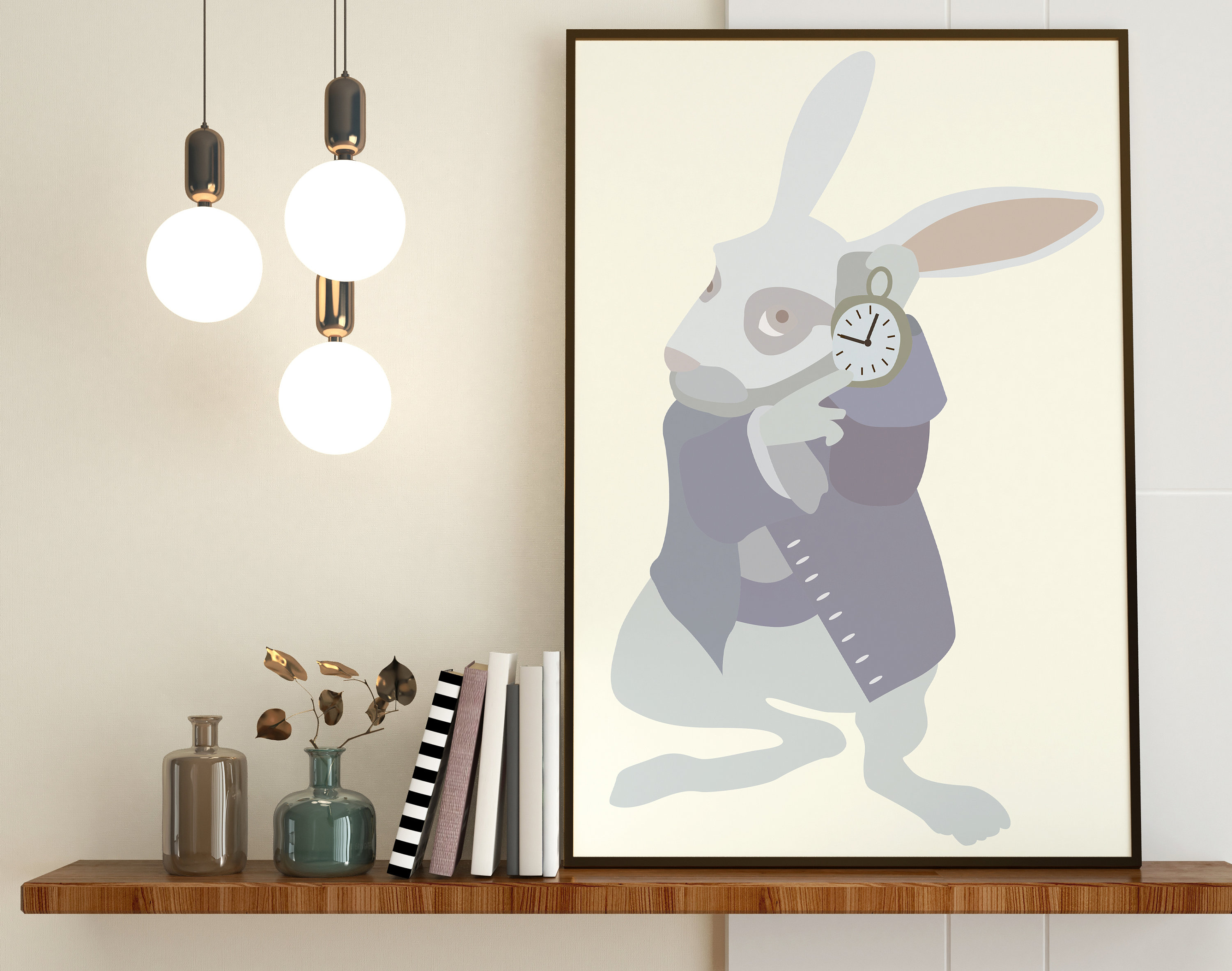 Alice in Wonderland, the White Rabbit - DIGITAL ILLUSTRATION, Digital Art, Digital Poster - Etsy