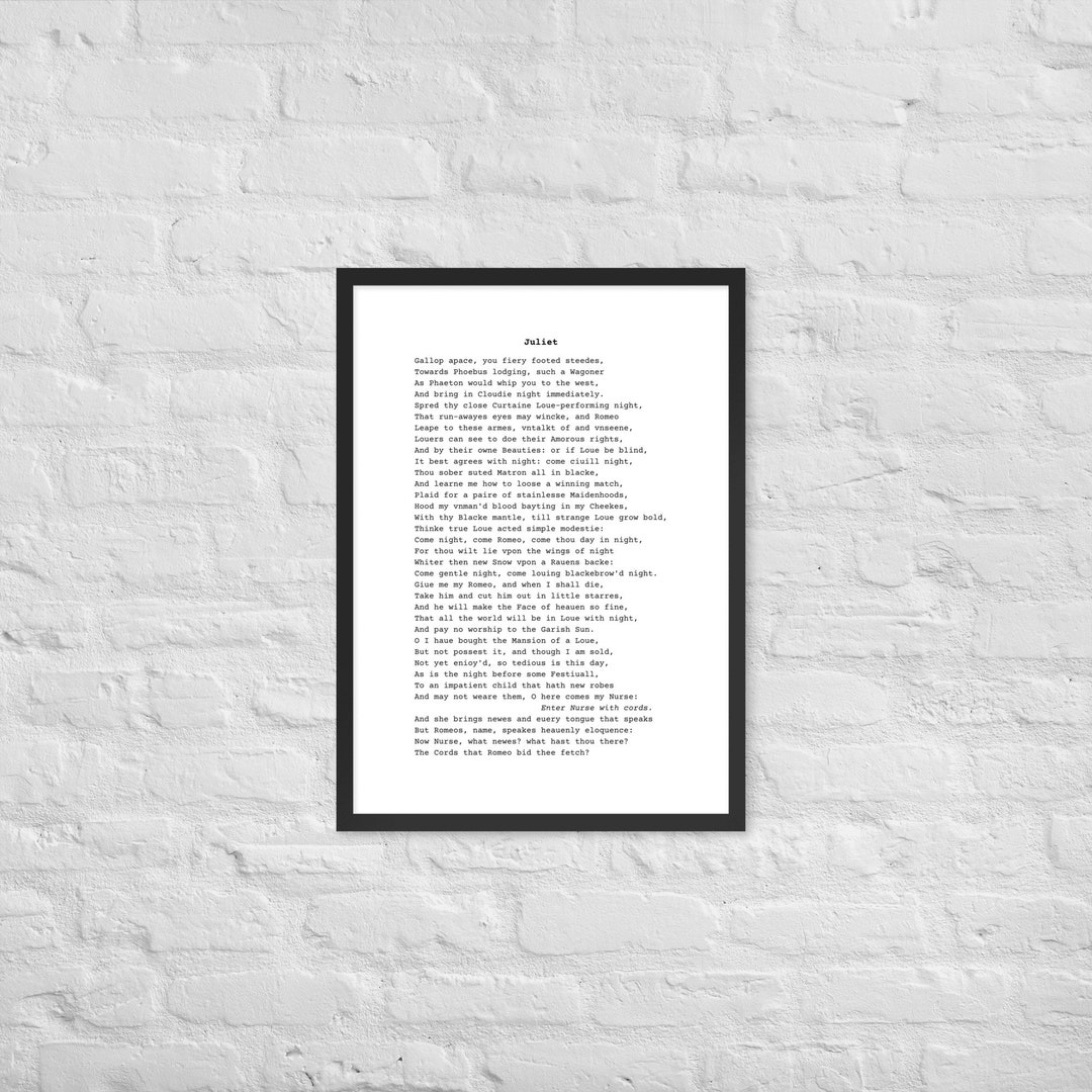Juliet Monologue Romeo and Juliet Poster - Etsy