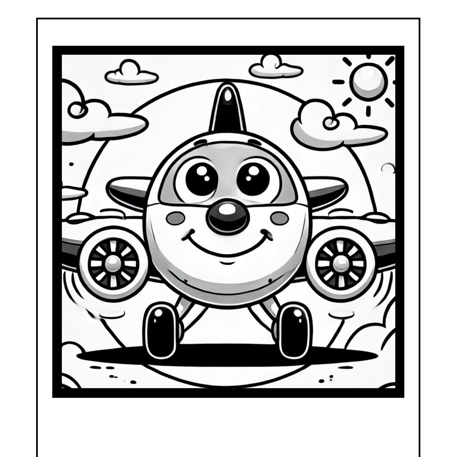 Trains, Planes and Cars Coloring Pages, 10 Printables With Silly Faces ...
