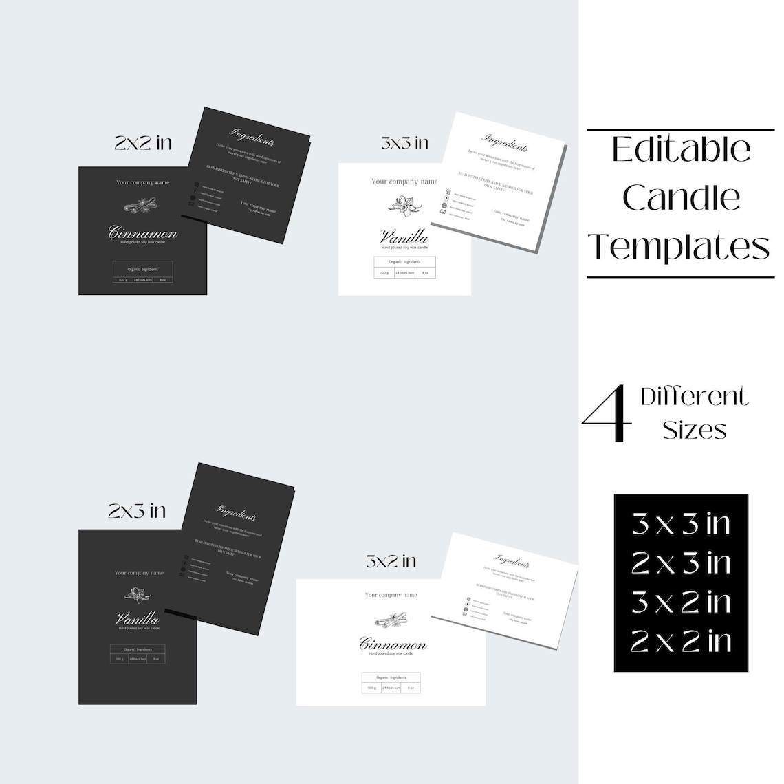 Printable Candle Templates, Candle Labels, Candle Branding, Editable ...