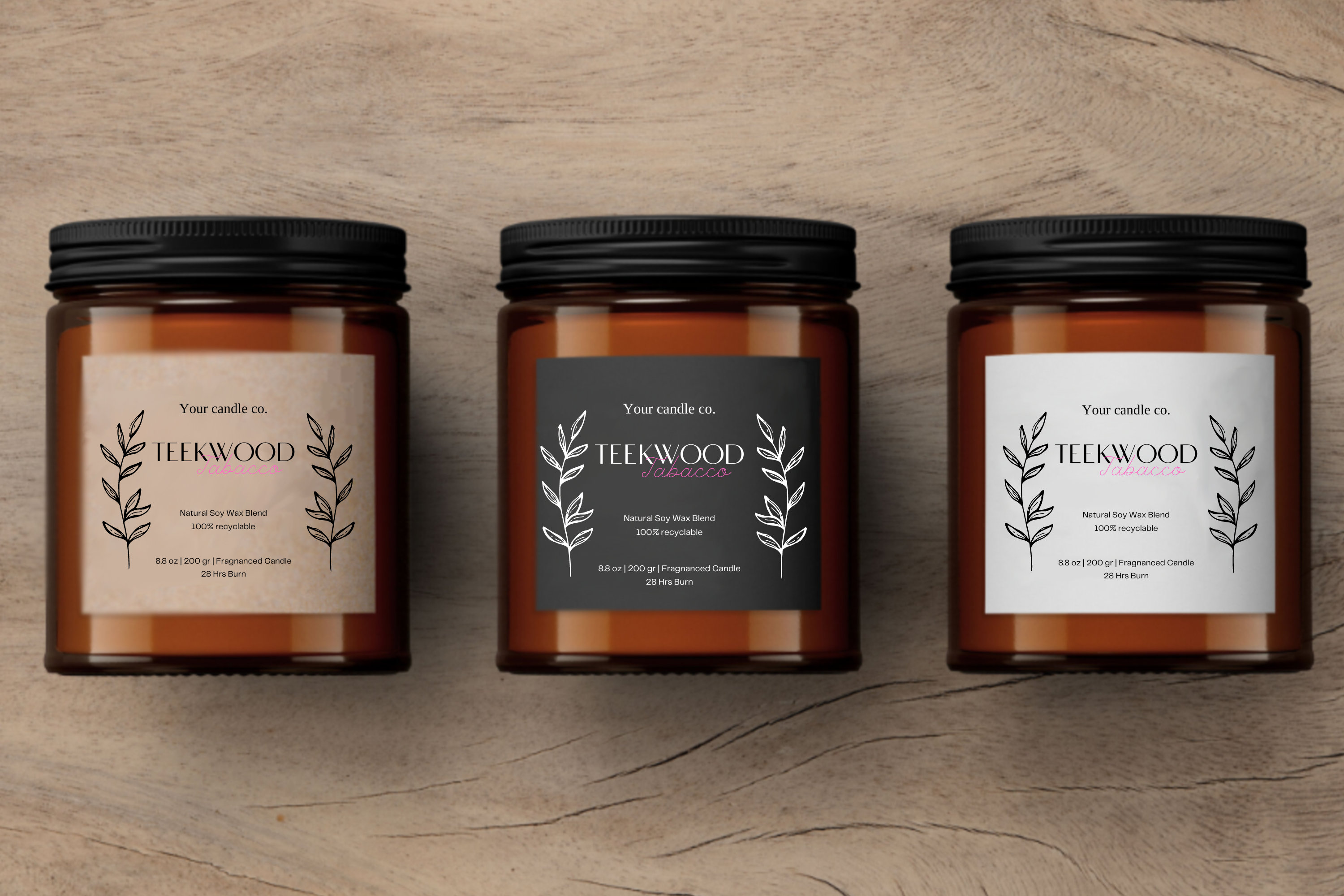 Printable Candle Templates, Candle Labels, Editable Labels, Modern ...