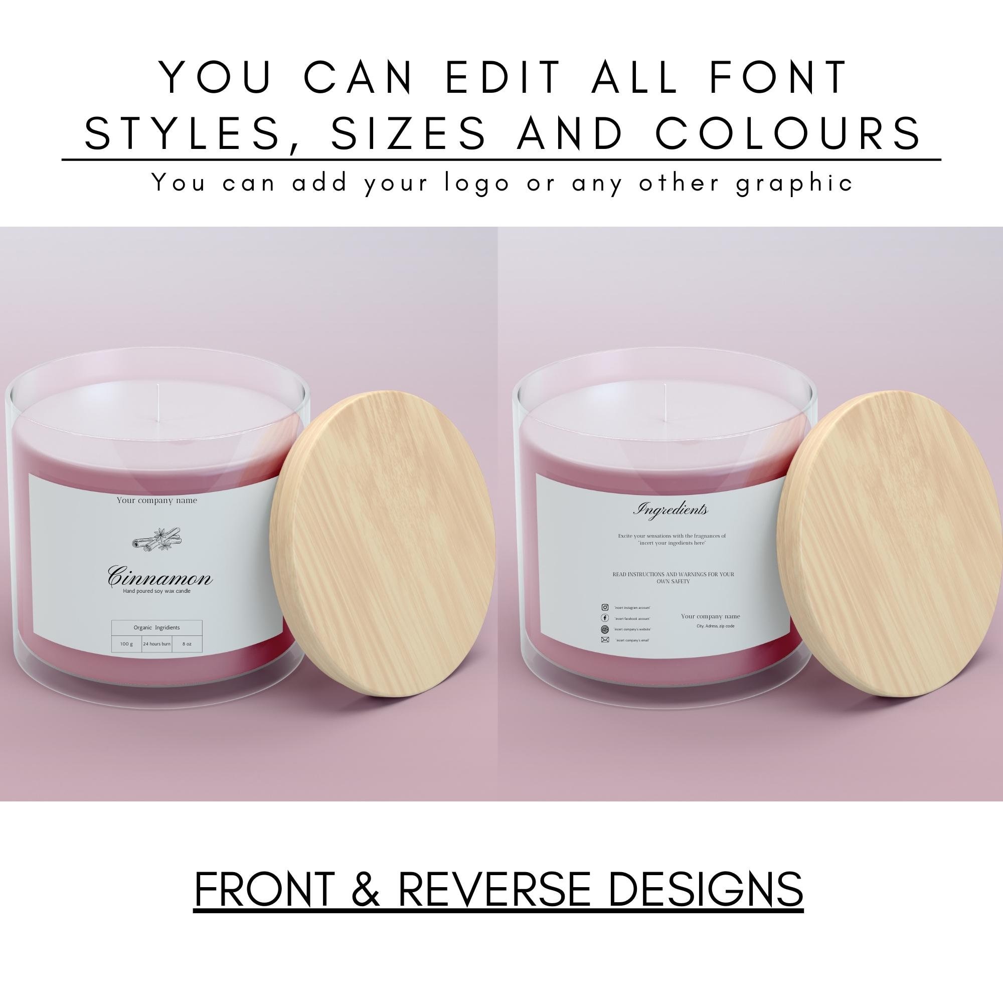 Printable Candle Templates, Candle Labels, Candle Branding, Editable ...