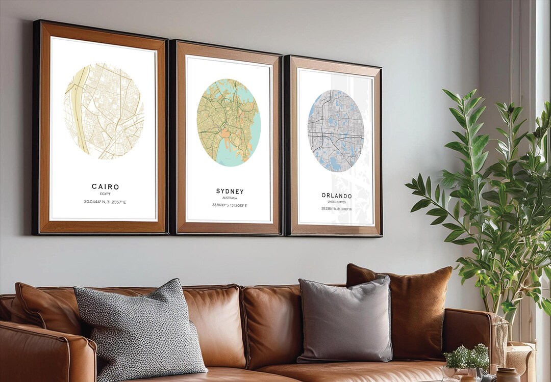 Custom Circle City Map Print, Personalised Any Location, City Wall Art ...
