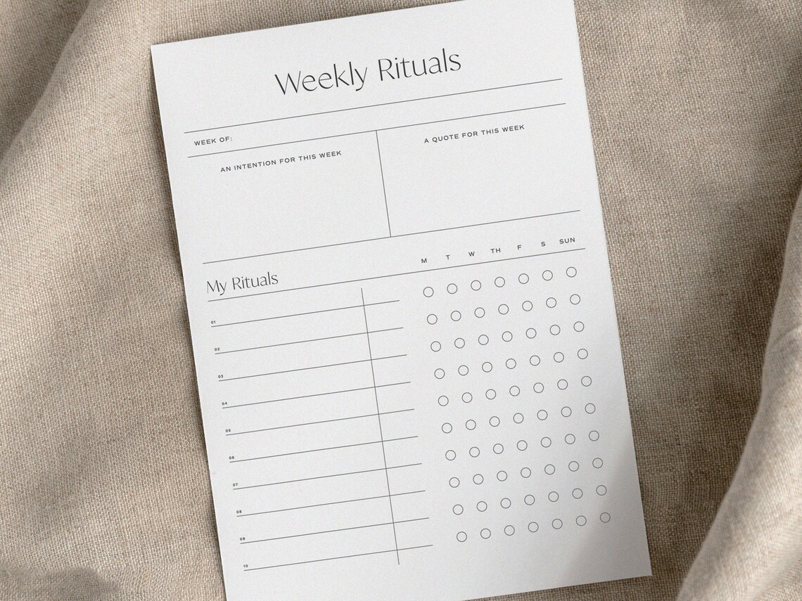 Weekly Rituals Printable US Letter Habit Tracker Printable Weekly ...