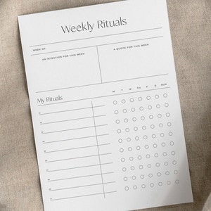 Weekly Rituals Printable US Letter Habit Tracker Printable Weekly ...
