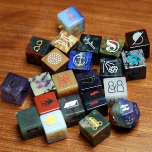 Stone Dice Set W/safflower Pear Wood Box - Etsy