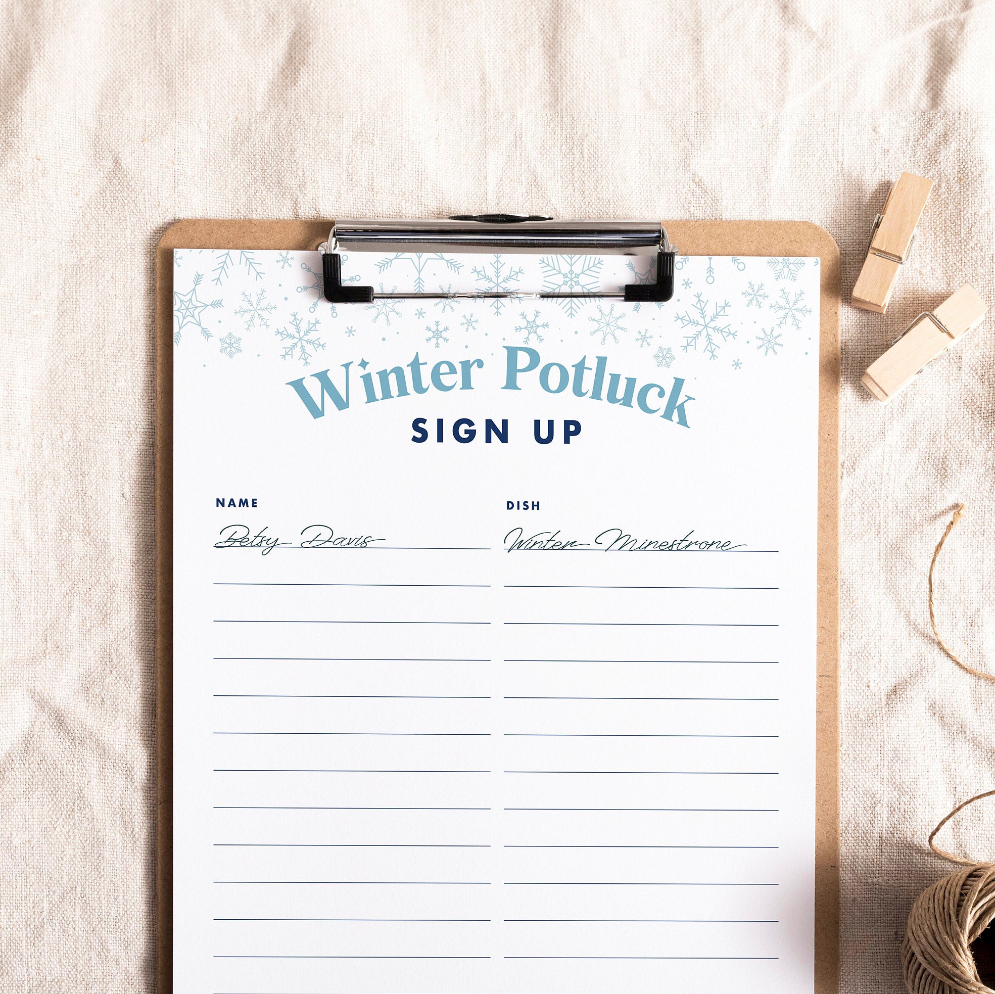 PRINTABLE Winter Potluck Sign up Sheet, Non-editable, Instant Download ...