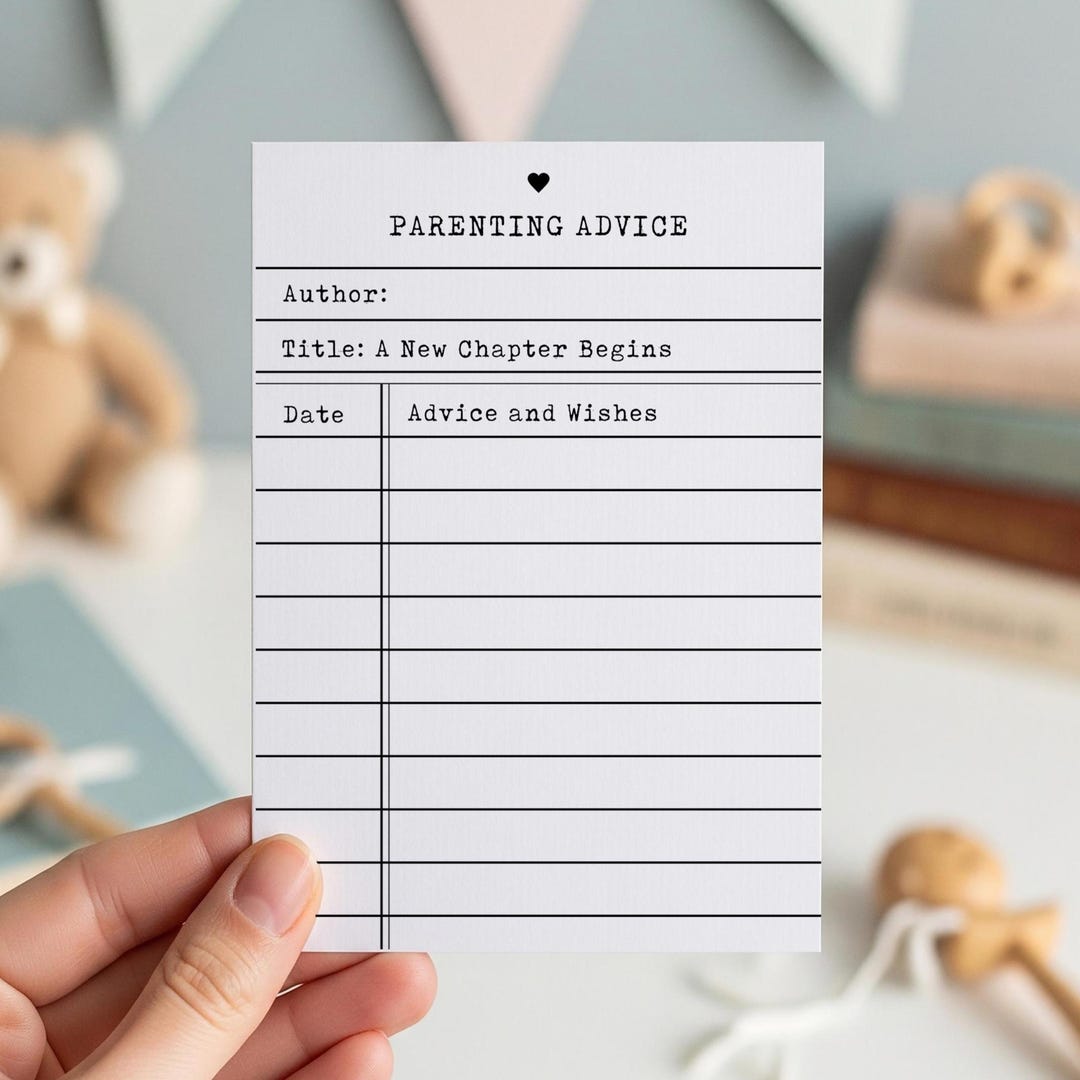 Parenting Advice Card, Vintage Library Card, New Chapter Baby Shower ...