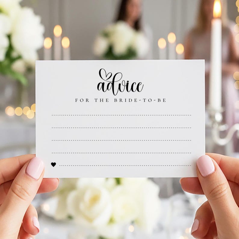 Advice Card for the Bride-to-be | Bridal Shower Game | Black & White ...