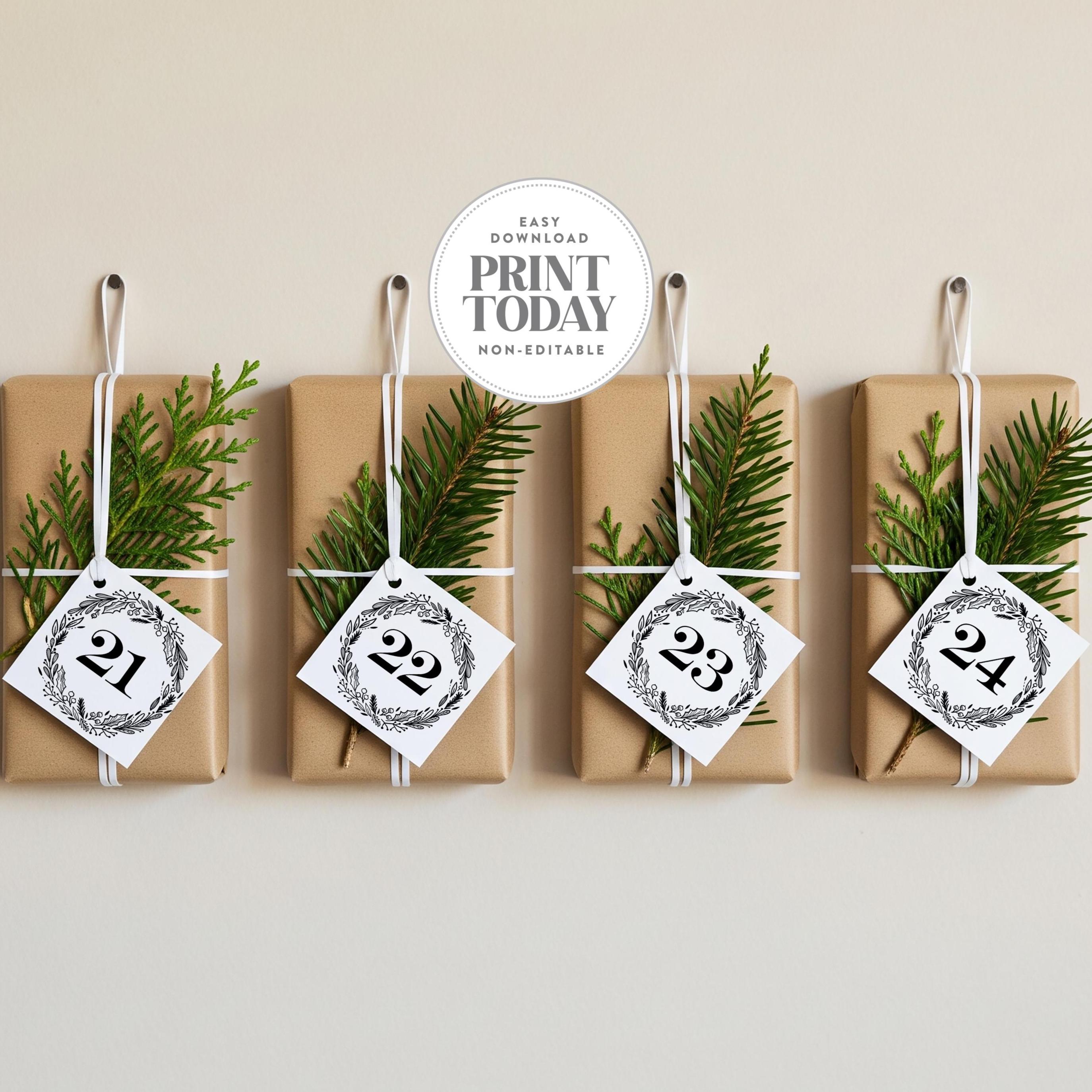 Printable Advent Calendar Number Tags, Christmas Countdown, Non ...