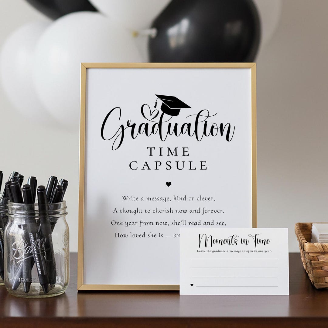 Graduation Time Capsule Activity | 8x10 Sign and Notecards | One-year ...