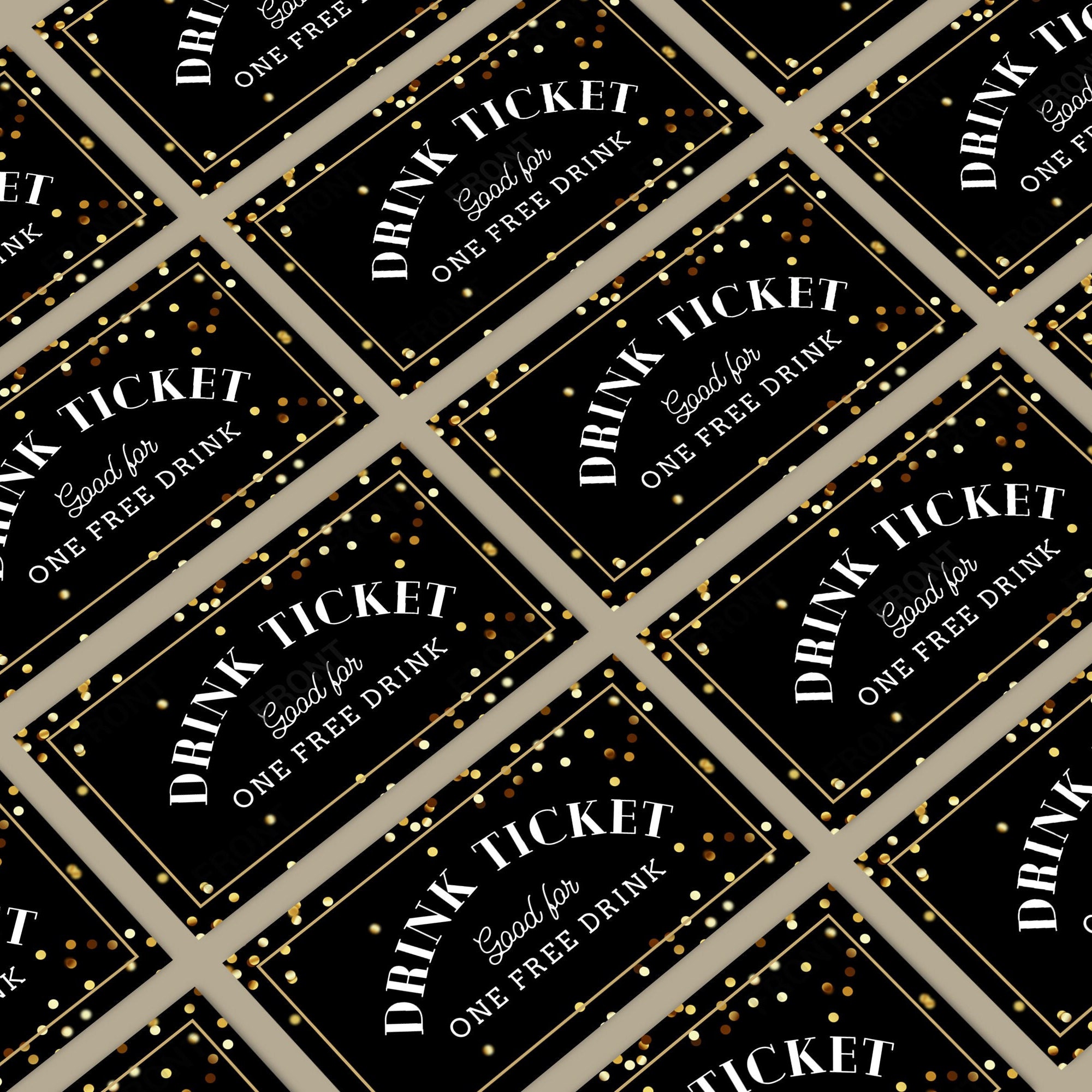 Printable Cocktail Tickets, New Year's Eve, One Free Drink Coupon, Beer ...