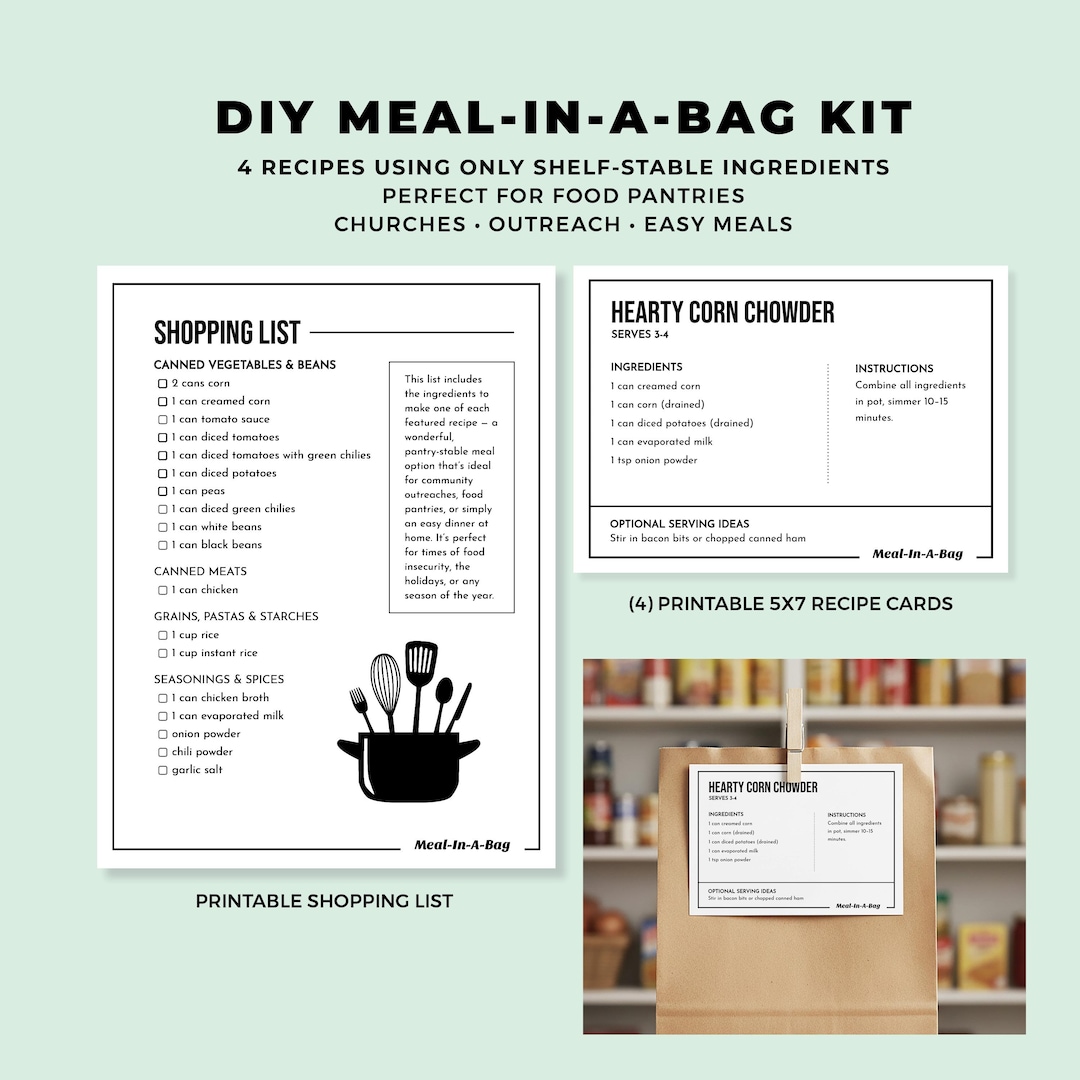 Meal in a Bag Kit | 4 Easy Shelf-stable Recipes | 5-6 Ingredients ...