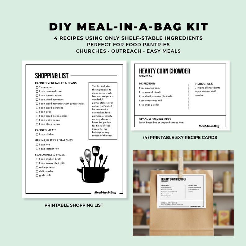 Meal in a Bag Kit | 4 Easy Shelf-stable Recipes | 5-6 Ingredients ...