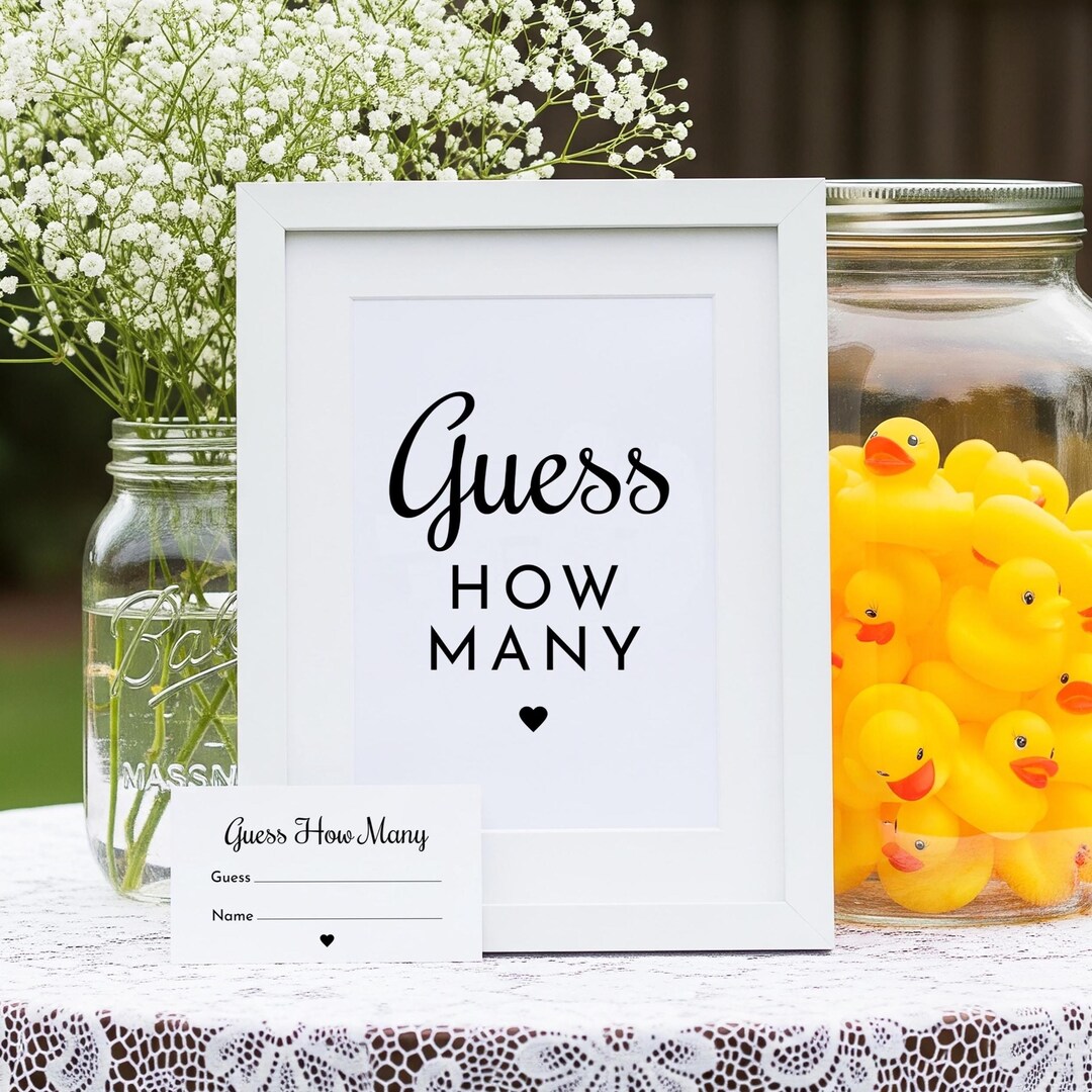 Baby Shower Guessing Game Sign & Cards: Gender Neutral Printable (DIY ...