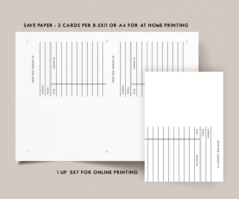 PRINTABLE Vintage Library Card Greeting Card, Cute Book Club Note Card ...