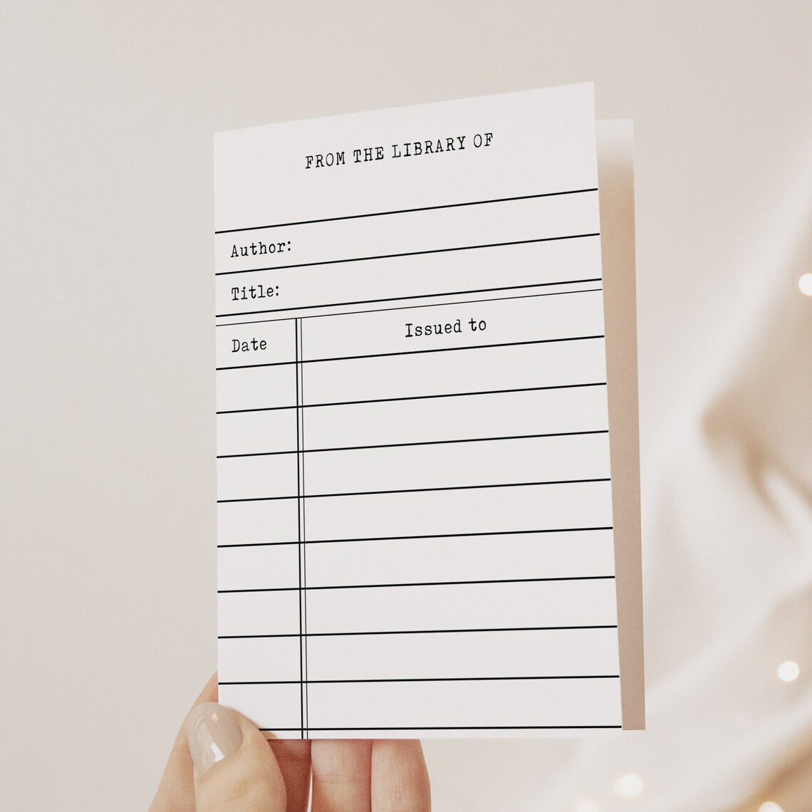 PRINTABLE Vintage Library Card Greeting Card, Cute Book Club Note Card ...