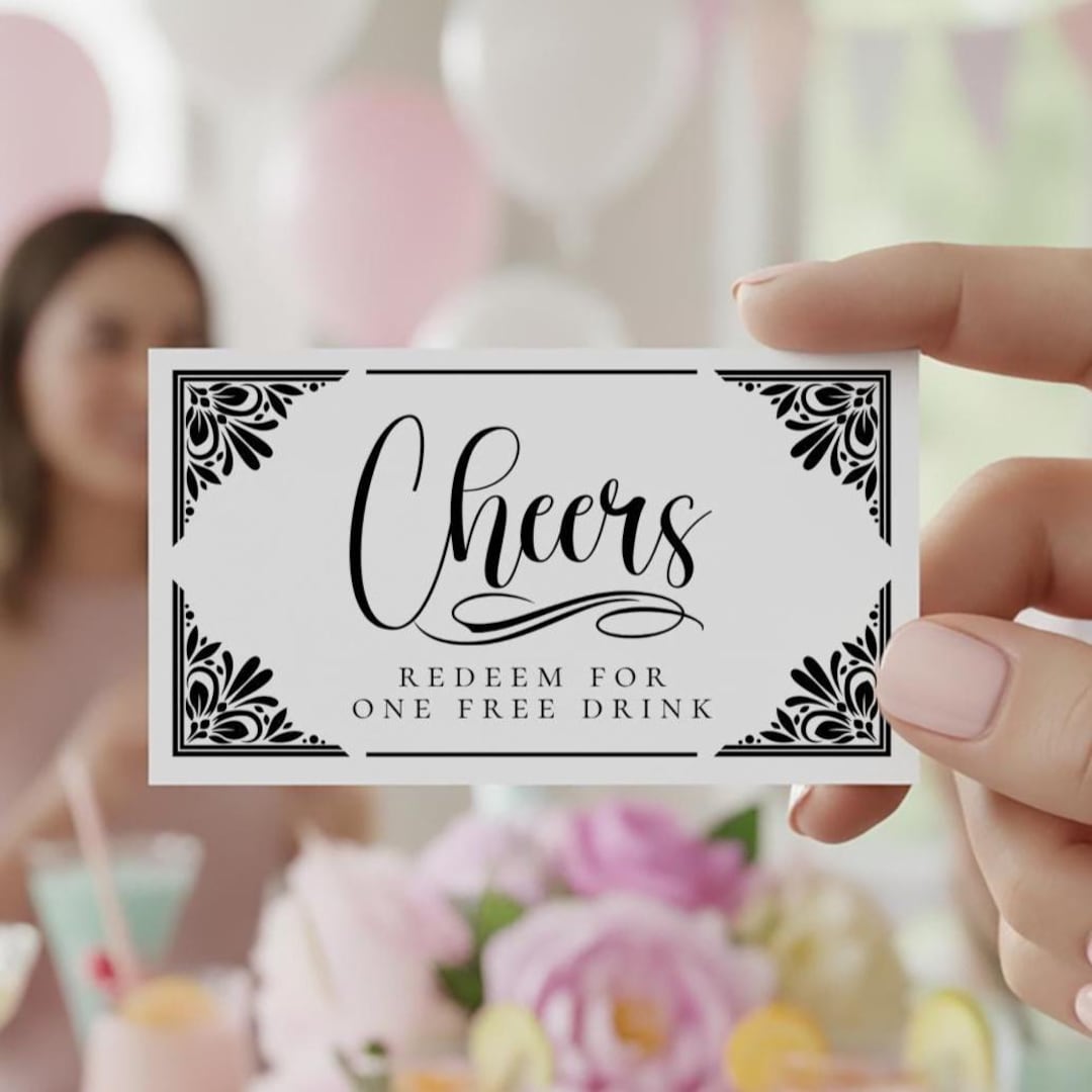 Printable Drink Ticket, Cocktail Voucher, Prepaid Beer or Wine, One ...