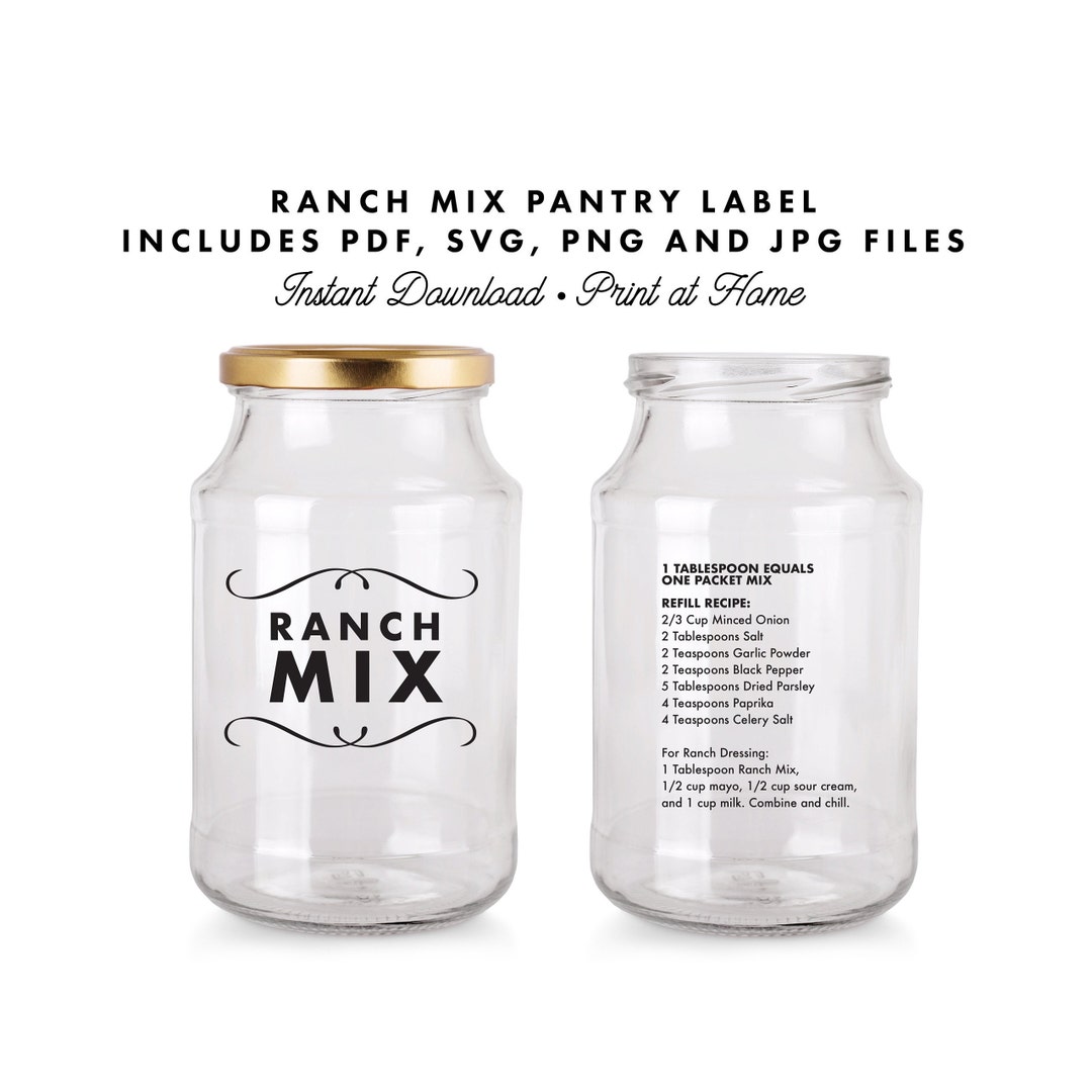 PRINTABLE Ranch Mix Label, Print at Home, Pantry Organization, Budget ...