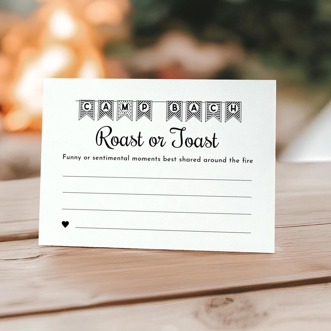 Camp Bachelorette Roast or Toast Cards: Funny Bachelorette Party Game ...