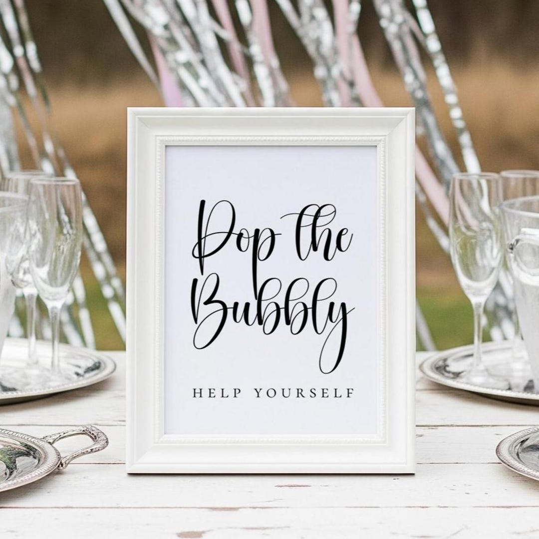 Pop the Bubbly Printable Sign, Champagne Bar, Celebration, Non-editable ...