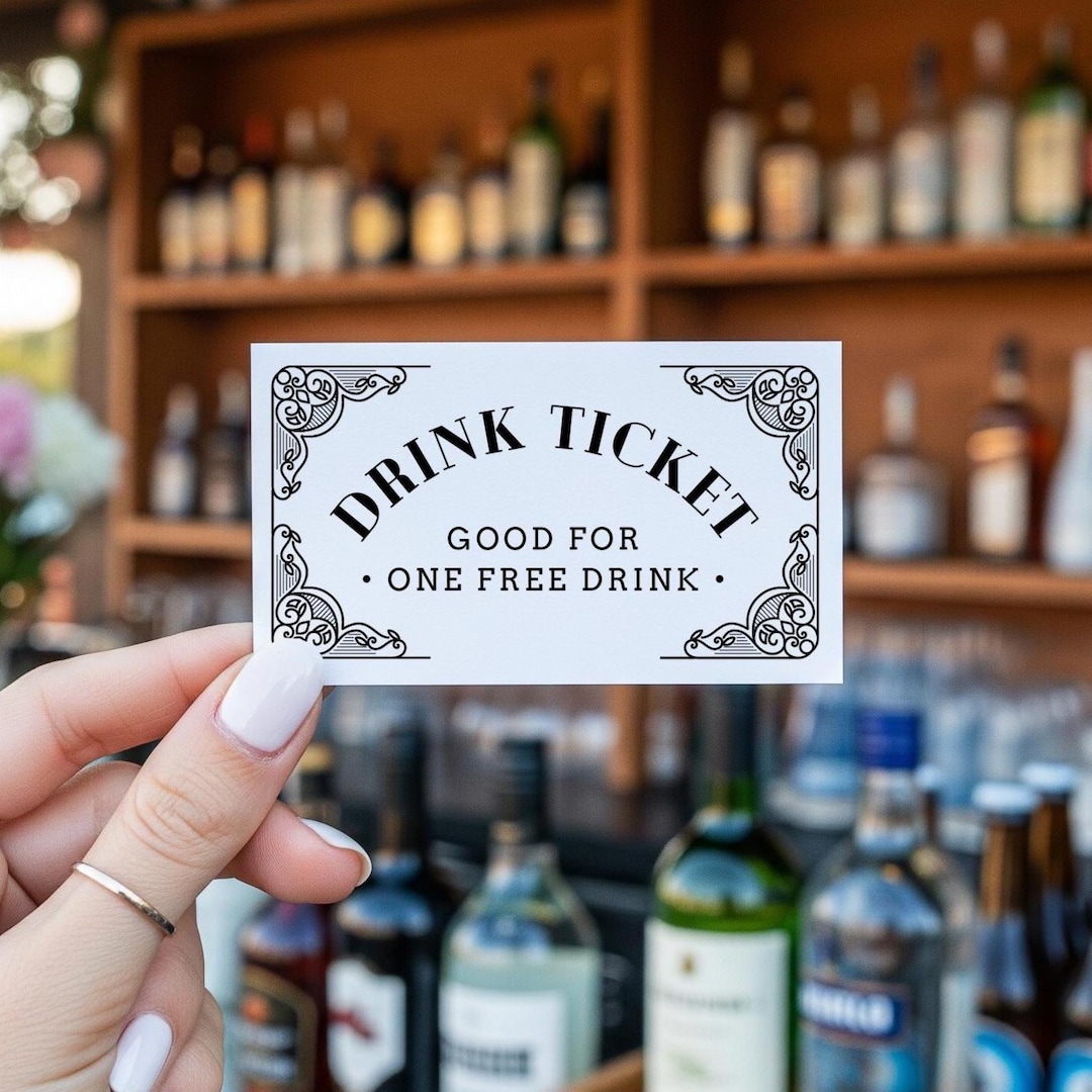 Printable Drink Ticket, Cocktail Voucher, Prepaid Beer or Wine, One ...