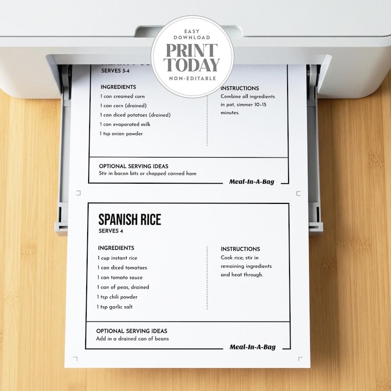 Meal in a Bag Kit | 4 Easy Shelf-stable Recipes | 5-6 Ingredients ...