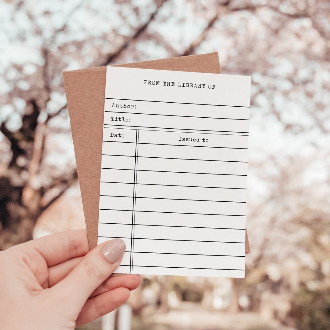 PRINTABLE Vintage Library Card Greeting Card, Cute Book Club Note Card ...