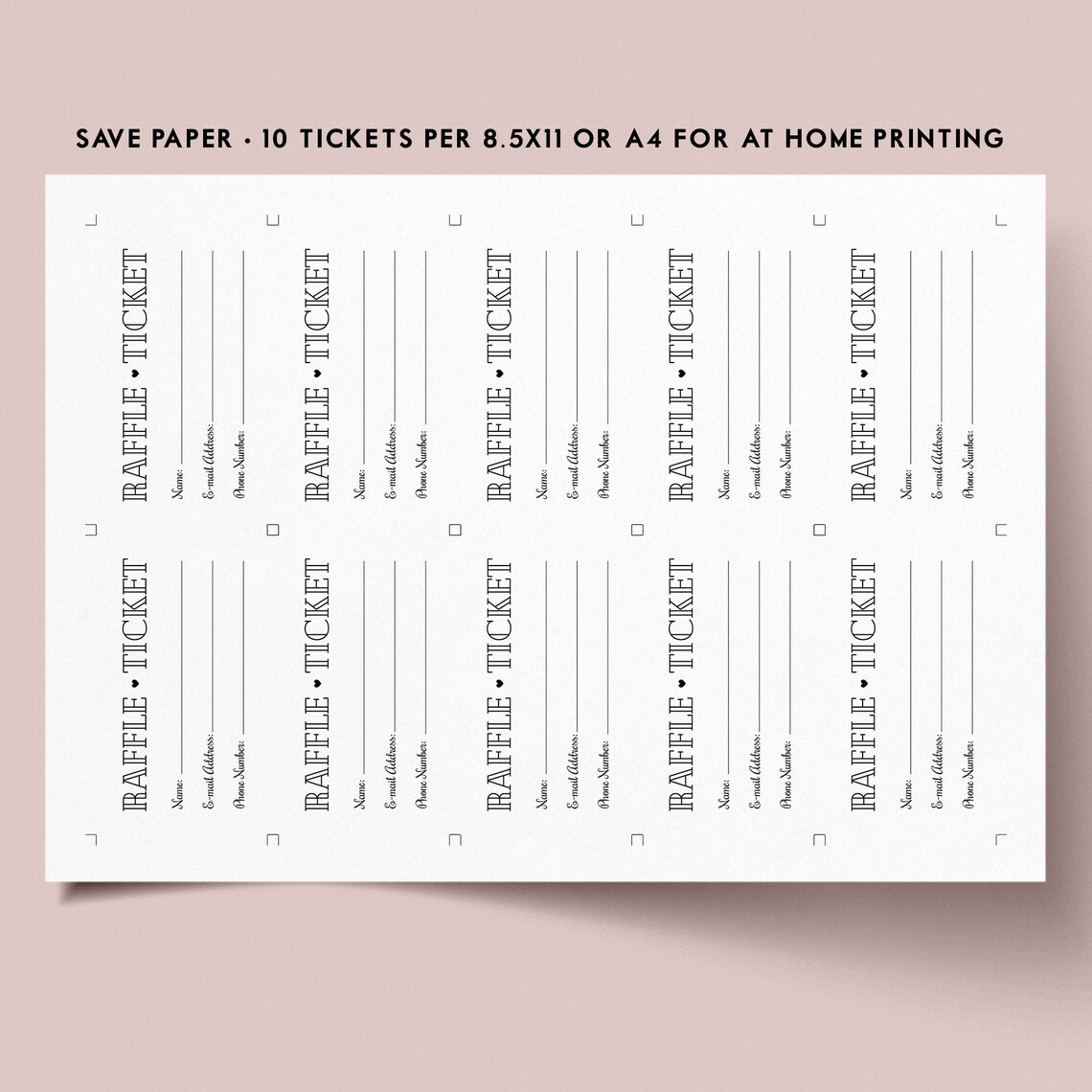PRINTABLE Raffle Tickets, DIY Draw Entry Ticket, Enter to Win Contest ...