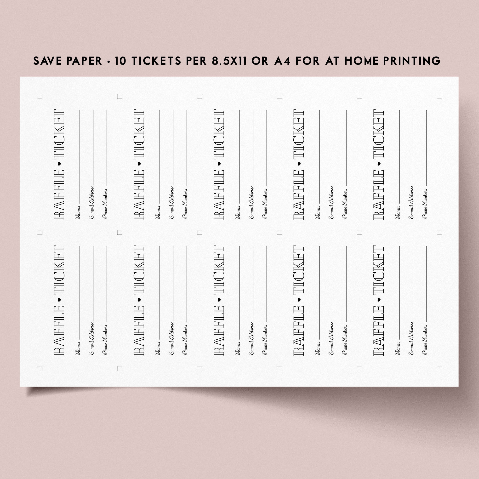 PRINTABLE Raffle Tickets, DIY Draw Entry Ticket, Enter to Win Contest ...