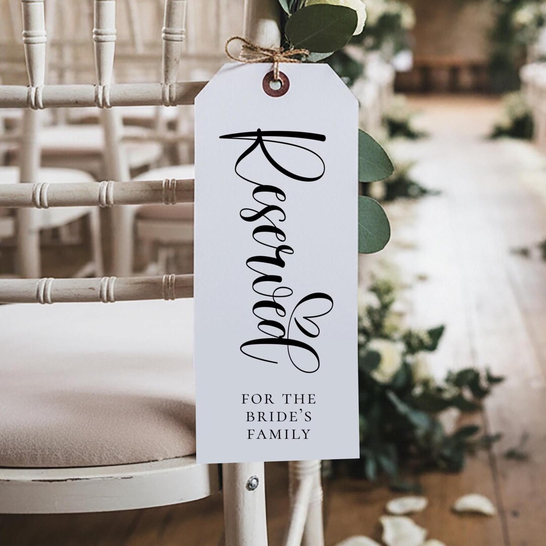 Reserved Pew Sign Printable | Bride’s Family & Groom’s Family Tags ...