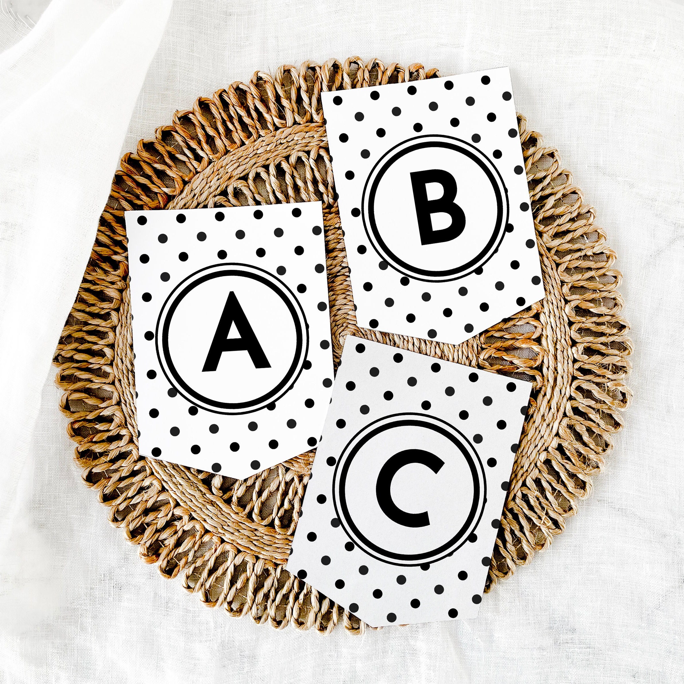 PRINTABLE Alphabet Number Banner, Bunting, A-Z & 0-9, Polka Dots, Any ...