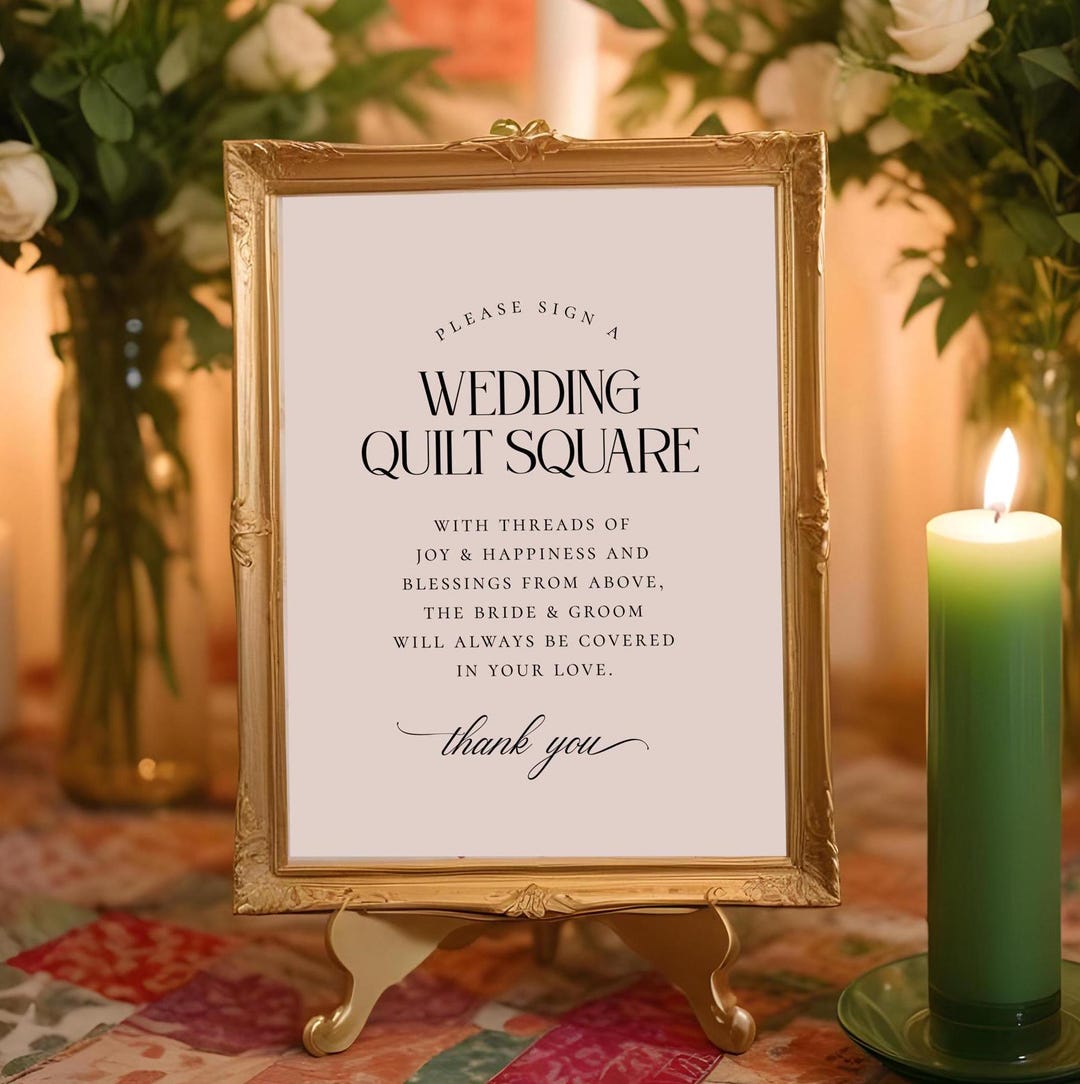 PRINTABLE Wedding Quilt Square Sign, Quilt Square Guest Book, Sewn With ...