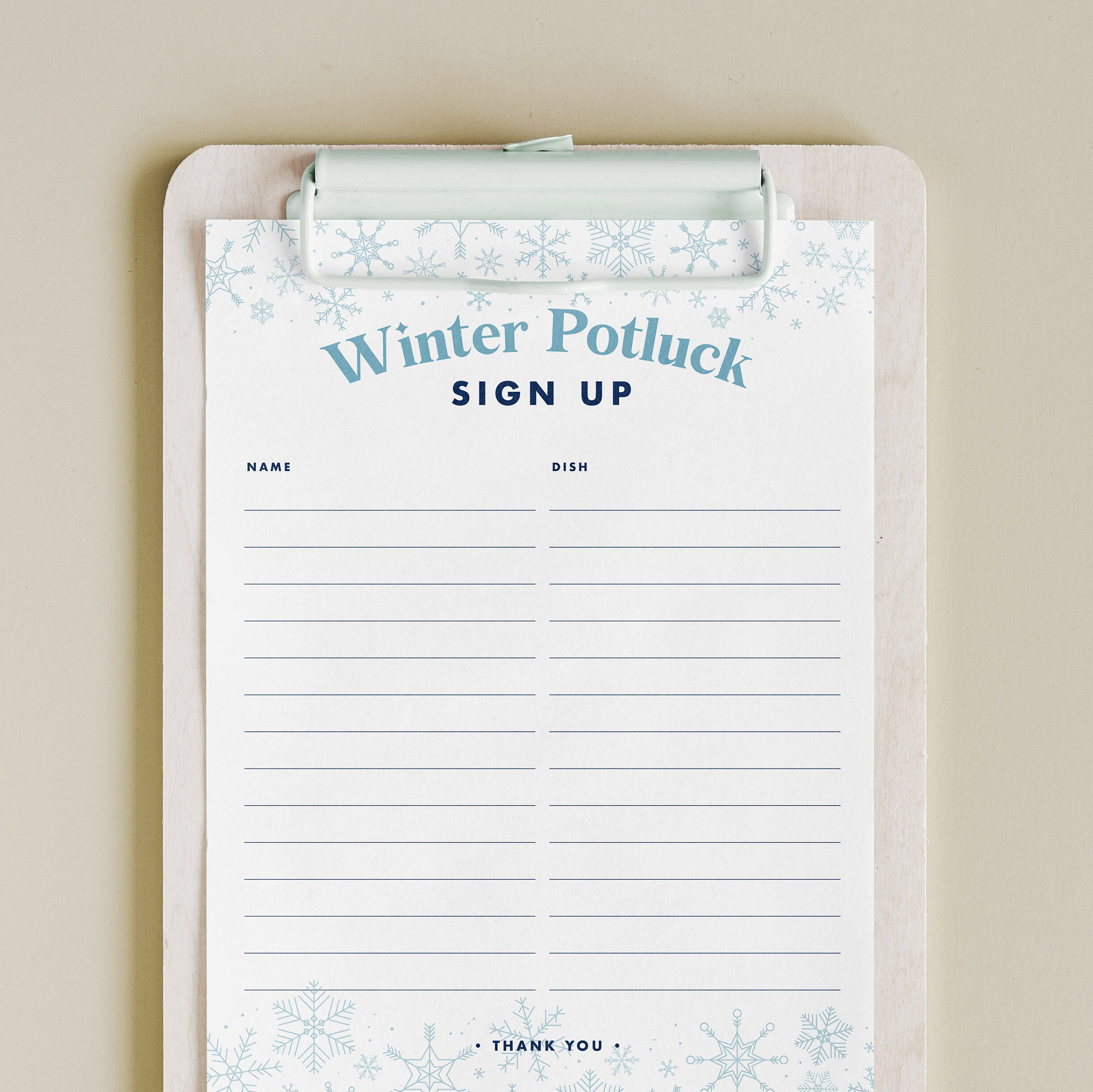 PRINTABLE Winter Potluck Sign up Sheet, Non-editable, Instant Download ...